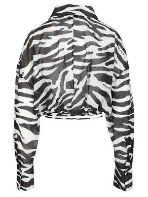 Attico Zebra Print Cropped Wrap Shirt - Multicolor