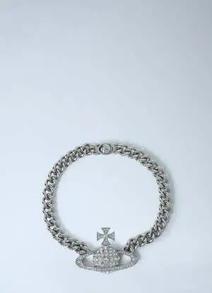 VIVIENNE WESTWOOD Neysa Chain Necklace With Bas Relief Orb Motif - Silver