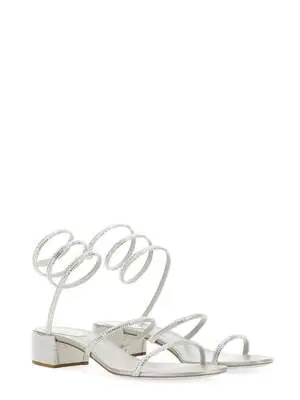 Rene Caovilla Cleo Embellished Spiral Sandals - Silver