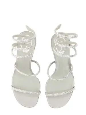 Rene Caovilla Cleo Embellished Spiral Sandals - Silver