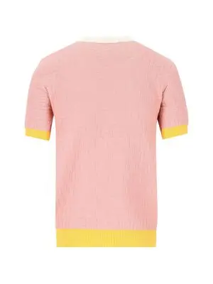 Fendi Cotton And Silk Blend Sweater With Round Neck And Short Sleeves