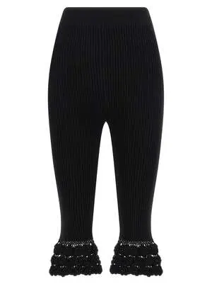 GANNI Cotton Crochet Insert Ribbed Pants - Black