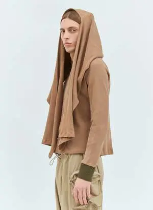 CHARLIE CONSTANTINOU Panelled Waffle Top With Attached Hood And Scarf