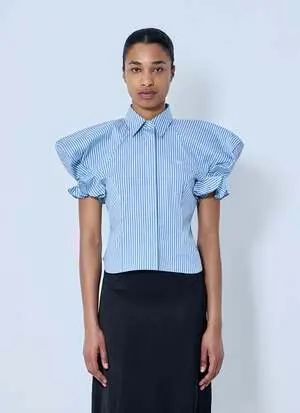 VIVIENNE WESTWOOD Gexy Puff Sleeve Striped Blouse - Blue