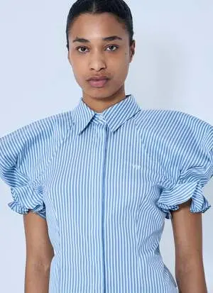 VIVIENNE WESTWOOD Gexy Puff Sleeve Striped Blouse - Blue