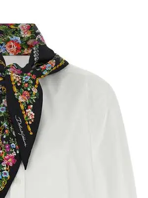 Dolce & Gabbana Cotton Poplin Shirt With Removable Silk Scarf