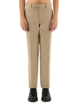 Zegna Straight Leg Cotton Lycra Pants - Cream