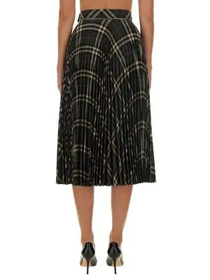 Burberry Pleated Checked Skirt - Multicolor