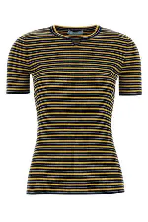Prada Embroidered Stretch Cotton T-shirt - Multicolor