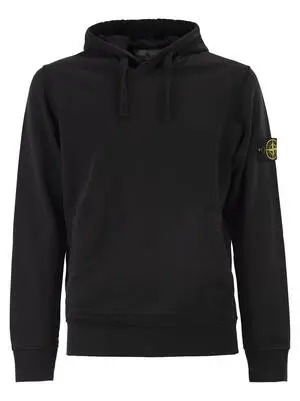 Stone Island Regular Fit Hooded Sweatshirt - Black