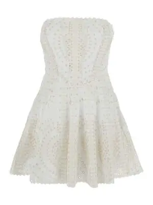 CHARO RUIZ IBIZA CHARO RUIZ White Cotton And Linen Blend Dress With Embroidery