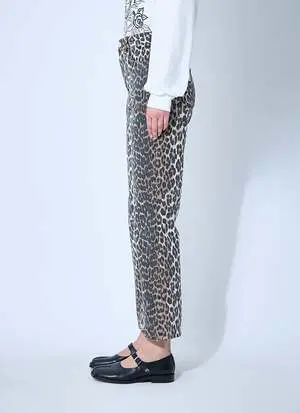 GANNI Betzy Leopard Print High Rise Jeans