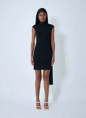 JEAN PAUL GAULTIER Viscose Mini Dress With Draped Paneling - Black