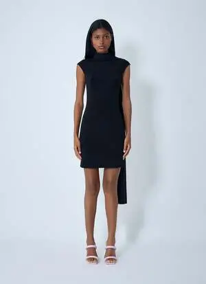 JEAN PAUL GAULTIER Viscose Mini Dress With Draped Paneling - Black