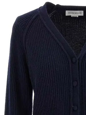 Victoria Beckham Stepped Hem V-neck Cardigan