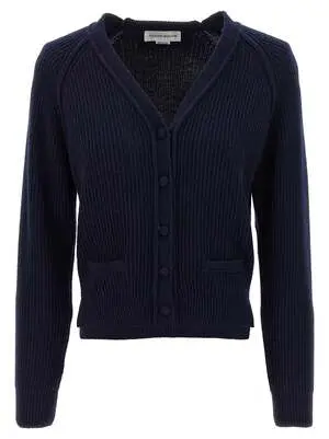 Victoria Beckham Stepped Hem V-neck Cardigan - Blue