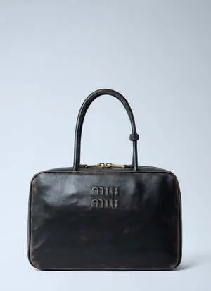 Miu Miu Miu Miu Beau Leather Handbag Brown