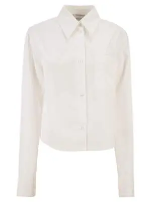 SPORTMAX SPORTMAX Cropped Cotton Canvas Shirt With Pleated Back