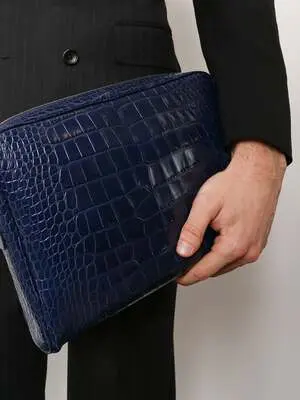 TOM FORD Croc Effect Leather Laptop Pouch