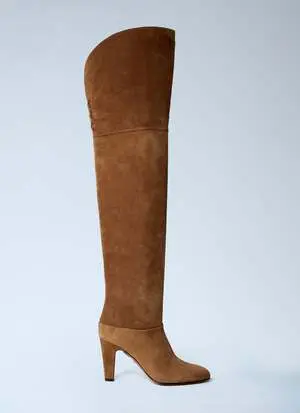 Chloé Suede Thigh-high Boots With Block Heel - Brown