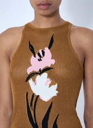 Marni Sleeveless Floral Intarsia Knit Top