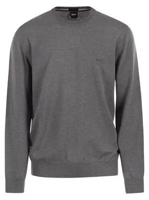 BOSS BOSS Regular Fit Virgin Wool Jumper With Embroidered Logo Gray