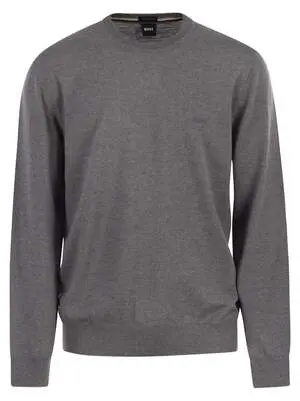 BOSS BOSS Regular Fit Virgin Wool Jumper With Embroidered Logo Gray