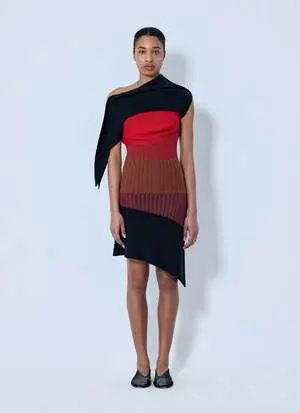 KIKO KOSTADINOV Asymmetric One-shoulder Knit Dress - Red