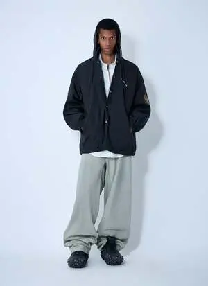Balenciaga Logo Motif Hooded Windbreaker Jacket