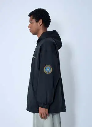 Balenciaga Logo Motif Hooded Windbreaker Jacket