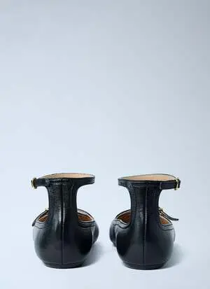 Chloé Ballerina Flats With Adjustable Ankle Strap - Black