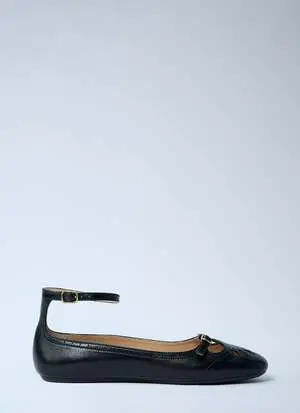 Chloé Ballerina Flats With Adjustable Ankle Strap - Black