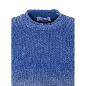 Stone Island Logo Patch Gradient Effect Crew Neck Sweater - Blue