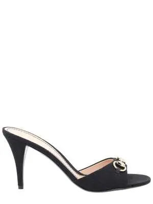 Gucci Sandalo Horsebit Heeled Mules - Black