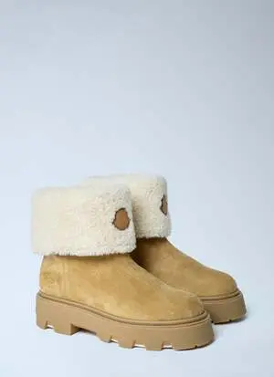 Moncler Suede Ankle Boots With Shearling Trim - Multicolor