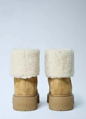 Moncler Suede Ankle Boots With Shearling Trim - Multicolor