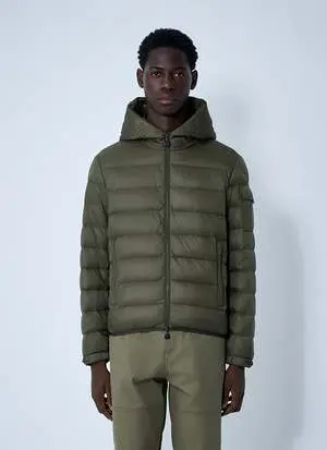Moncler Najan Short Down Jacket With Hood And Side Logo - Green