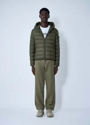 Moncler Najan Short Down Jacket With Hood And Side Logo - Green
