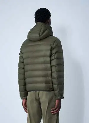 Moncler Najan Short Down Jacket With Hood And Side Logo - Green