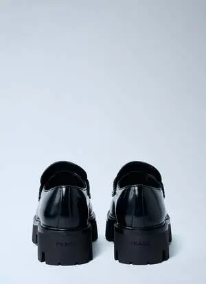 Prada Brushed Leather Loafers - Black
