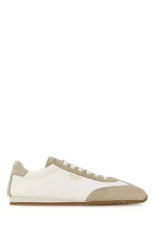 Prada Two-tone Nappa Leather And Suede Lace-up Sneakers