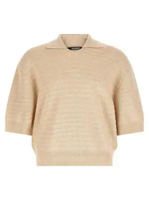 Jacquemus Le Polo Maille Chevron' Polo Shirt - Cream