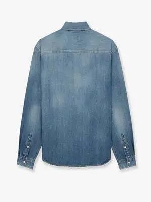 Saint Laurent Cassandre Horizon Blue Denim Shirt - Multicolor