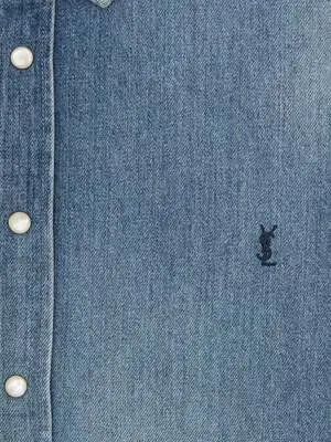Saint Laurent Cassandre Horizon Blue Denim Shirt - Multicolor