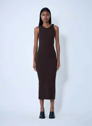 JW Anderson Ribbed Midi Dress With Logo Embroidery - Multicolor