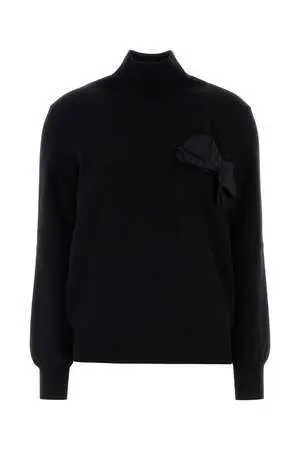 FERRAGAMO Wool Blend High Neck Sweater With Embellishment - Black