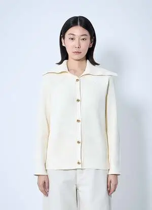Bottega Veneta Ribbed Cotton Cardigan With Spread Collar - Multicolor