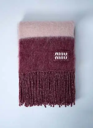 Miu Miu Logo Motif Scarf - Red