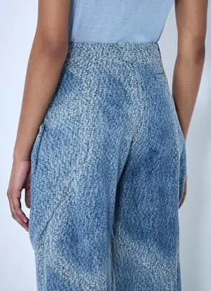 KIKO KOSTADINOV High-rise Wide-leg Textured Denim Pants - Blue