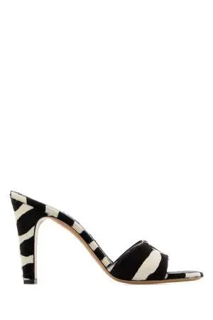 FERRAGAMO Printed Calf Hair Tatiana 95 Mules - Multicolor